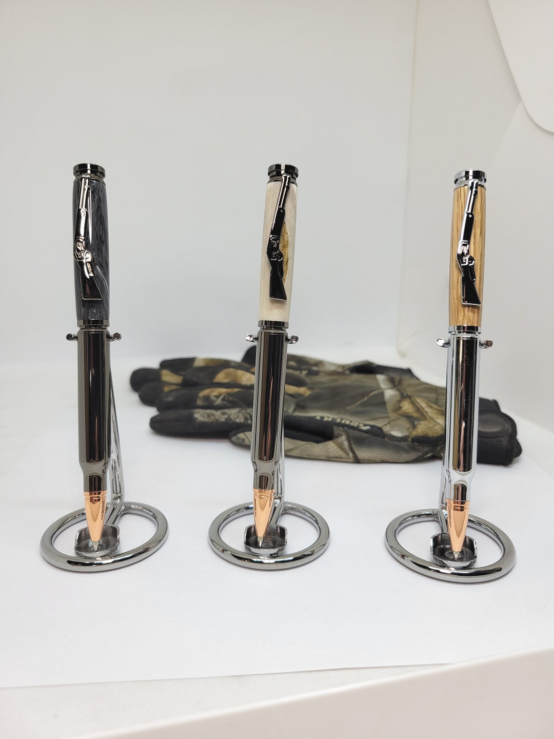 Pen, Cartridge Bullet, Rifle Clip, Choice of Gray Marble Acrylic, White ...