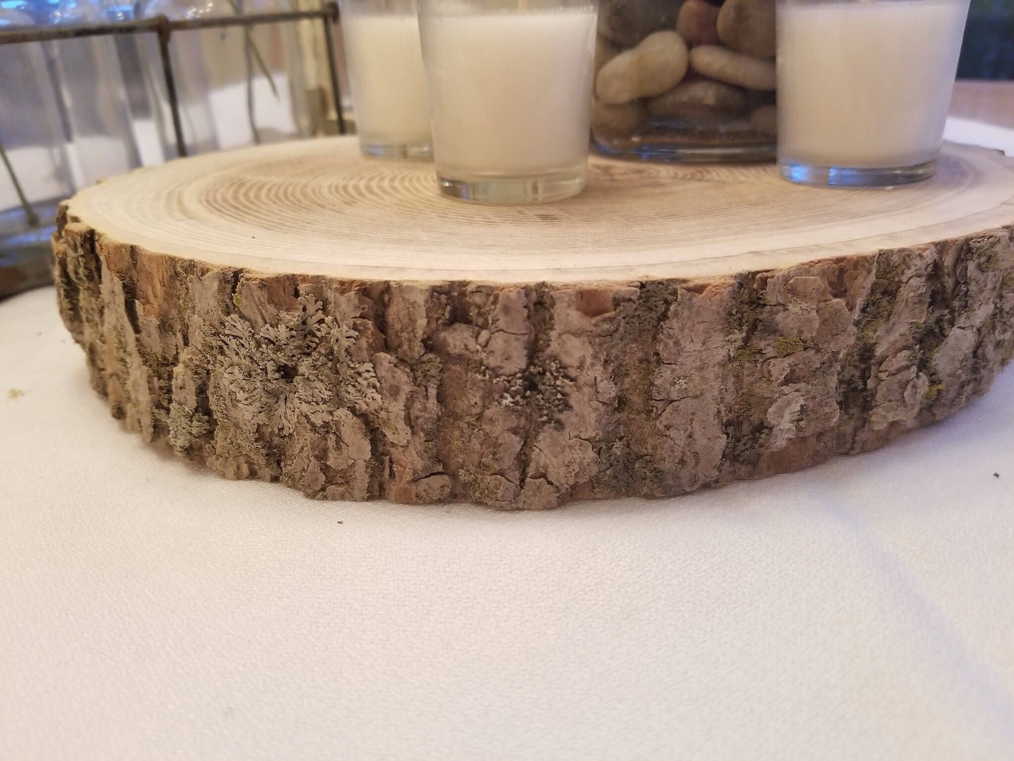 Large Wood Slices, Thick Wood Disks, Wood Slab Centerpiece, Live Edge ...