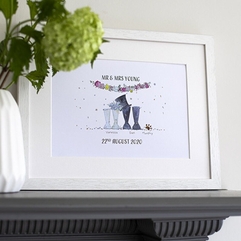 Personalised Welly Boot Wedding Print - Etsy