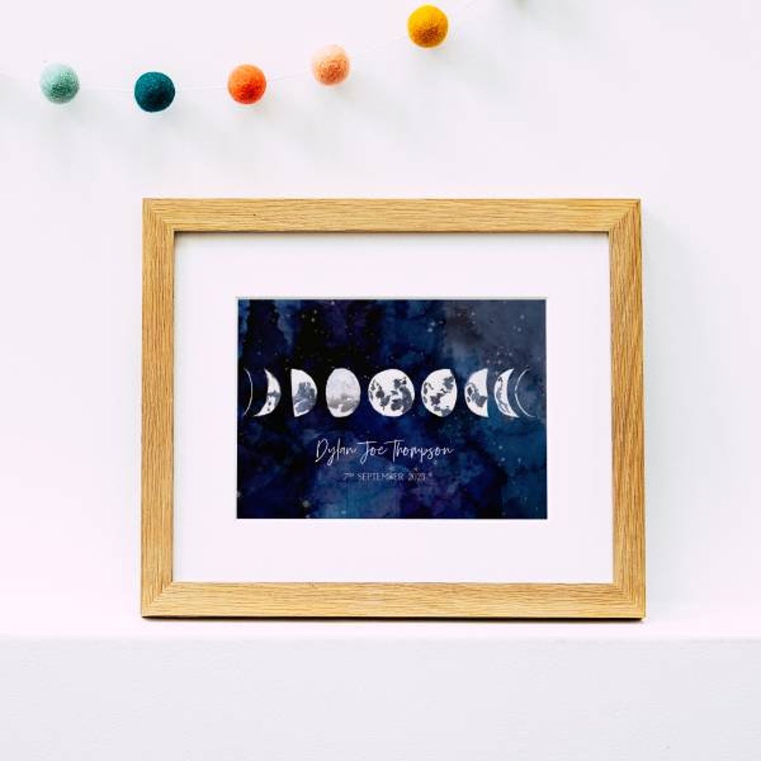 Foiled Phases of the Moon Birth Print - Etsy