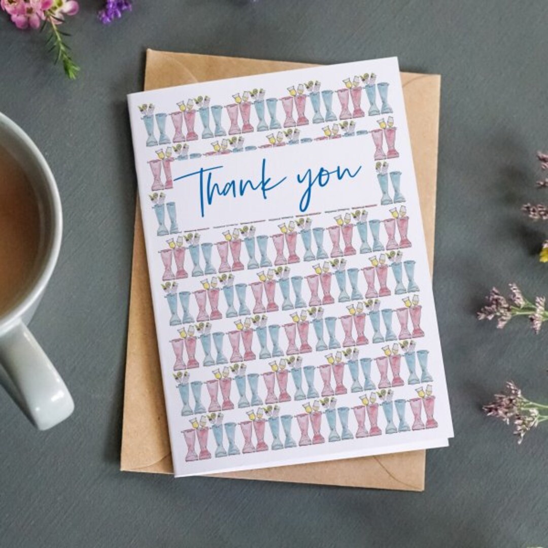 Gin & Wine Welly Boot Thank You Card - Etsy