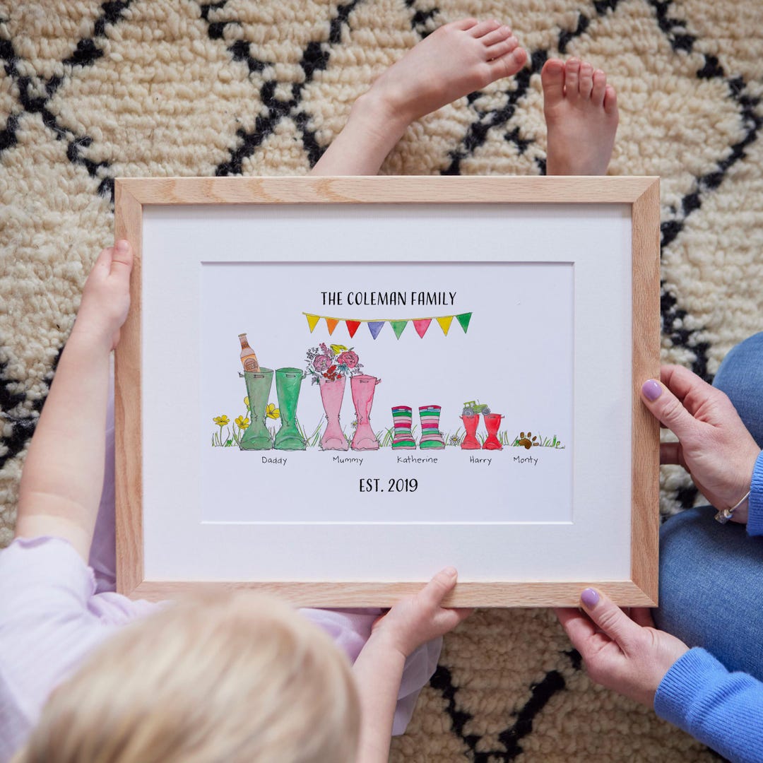Original Welly Boot Family Print - Etsy UK