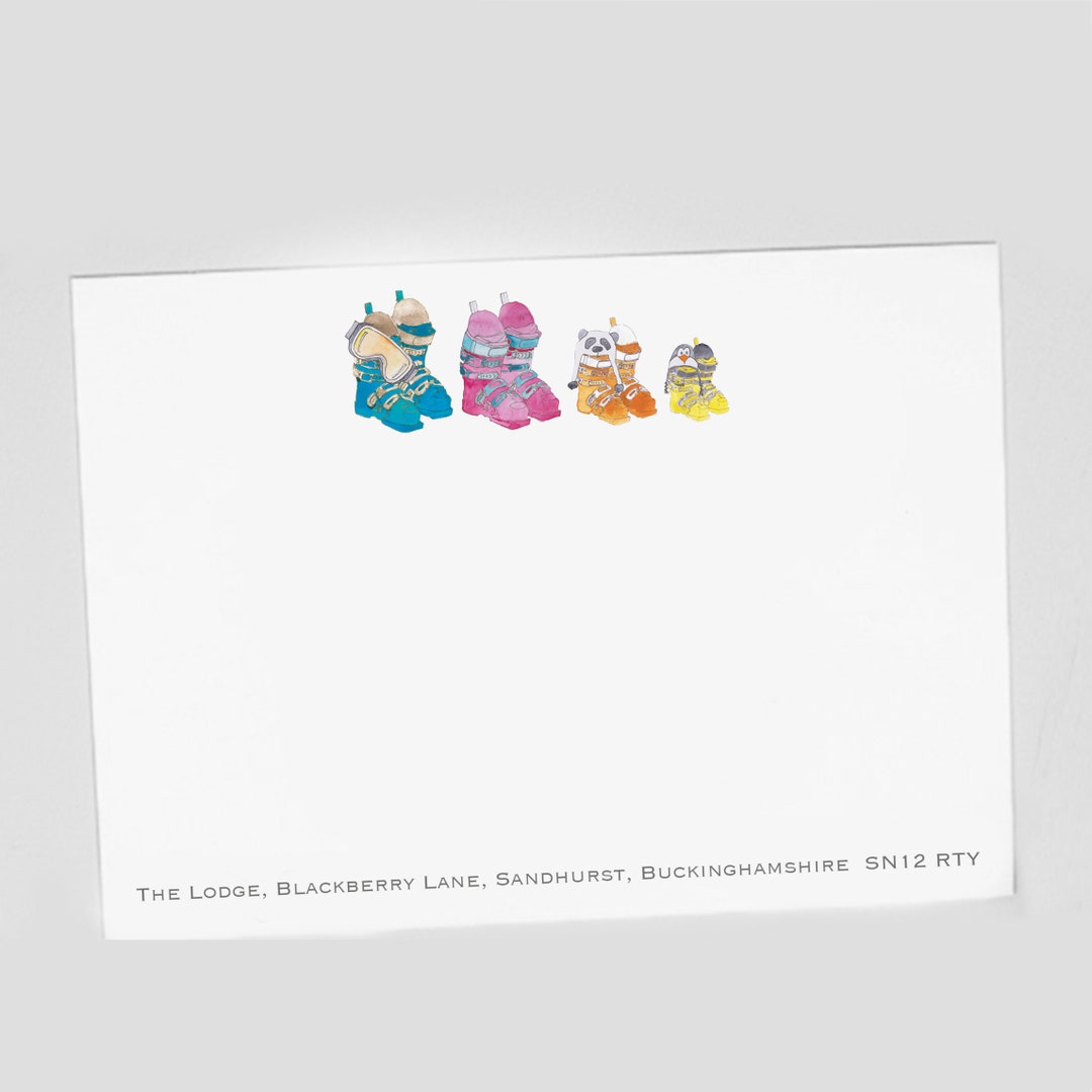Personalised Ski Boot Family Correspondence Cards - Etsy UK