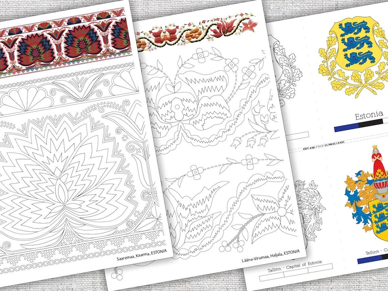 Estonian Coloring Book 2nd Edition: Estonian Designs From Rahvariided ...