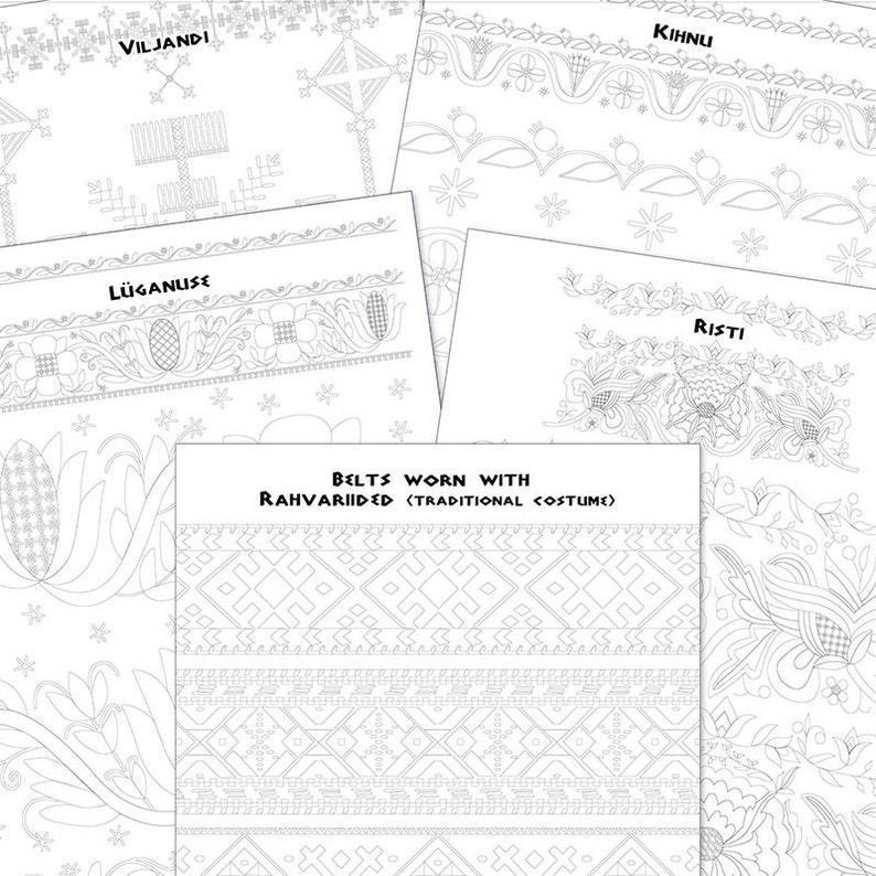 Estonian Coloring Book: Estonian Designs From Rahvariided - Etsy