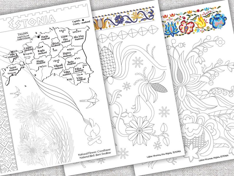 Estonian Coloring Book 2nd Edition: Estonian Designs From Rahvariided ...