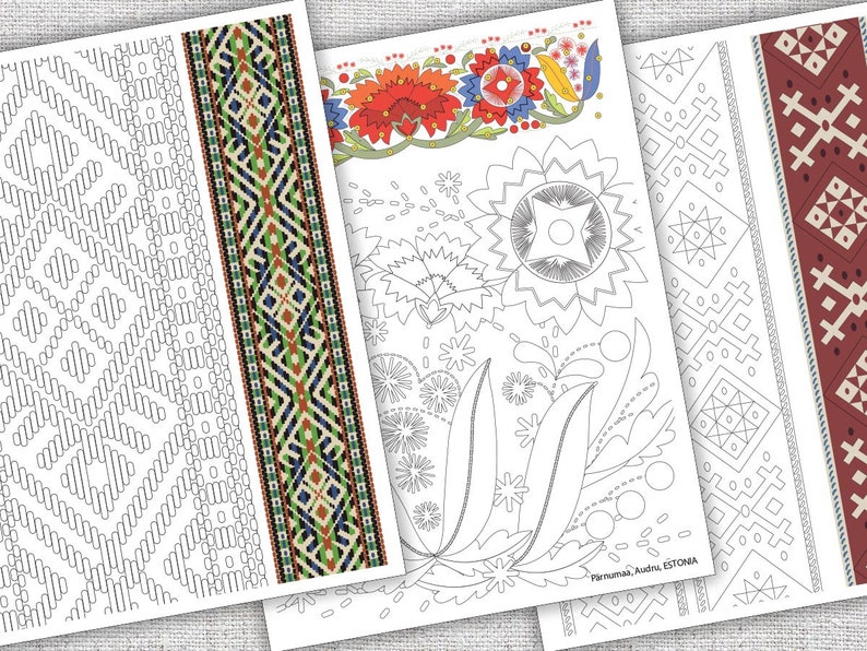 Estonian Coloring Book 2nd Edition: Estonian Designs From Rahvariided ...