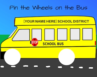 Pin the Wheel on the Bus Party Game INSTANT DOWNLOAD Printable Digital ...