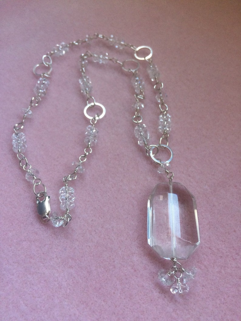 Crystal Quartz And Sterling Silver Wire Wrapped Necklace Etsy