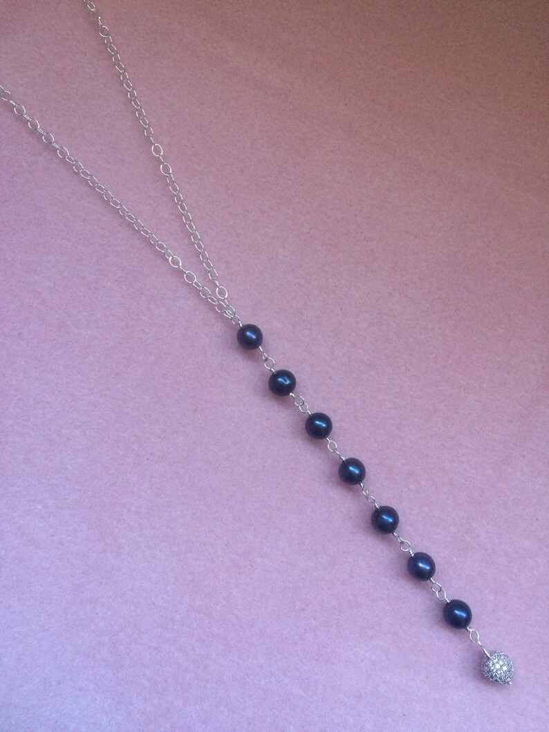Freshwater Pearl And Sterling Silver Long Drop Necklace Etsy