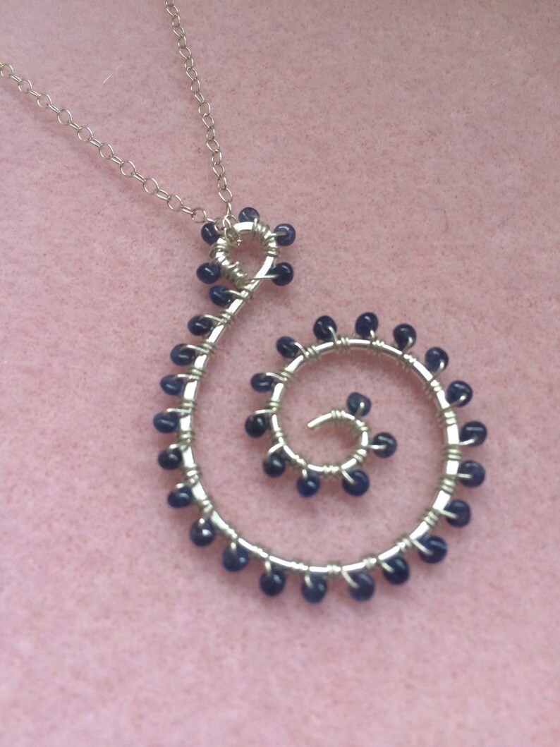 Sapphire Swirl Pendant and Sterling Silver Necklace - Etsy