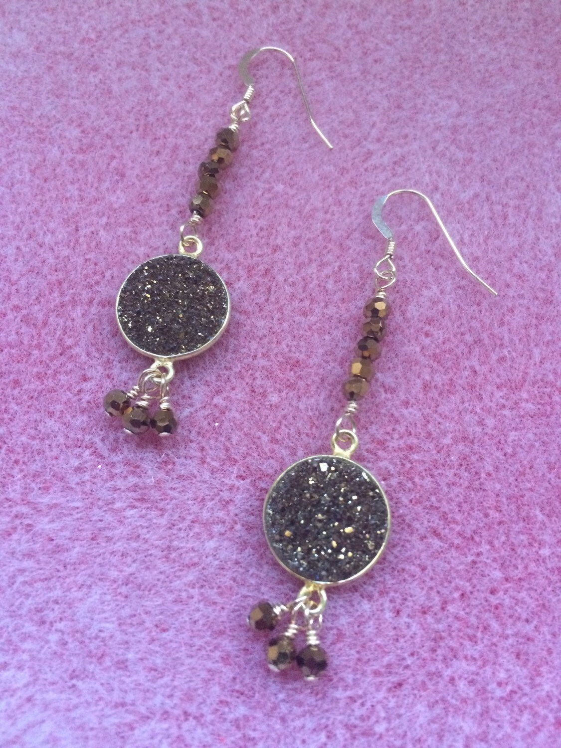 Brown Druzy GF Earrings - Etsy