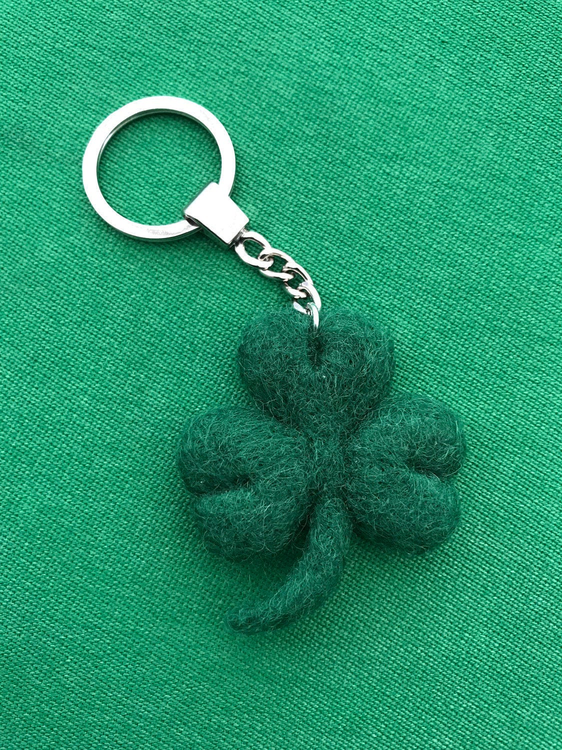 Needle Felted Shamrock Keyring, Lucky Clover, Brooch Pin, Fridge Magnet