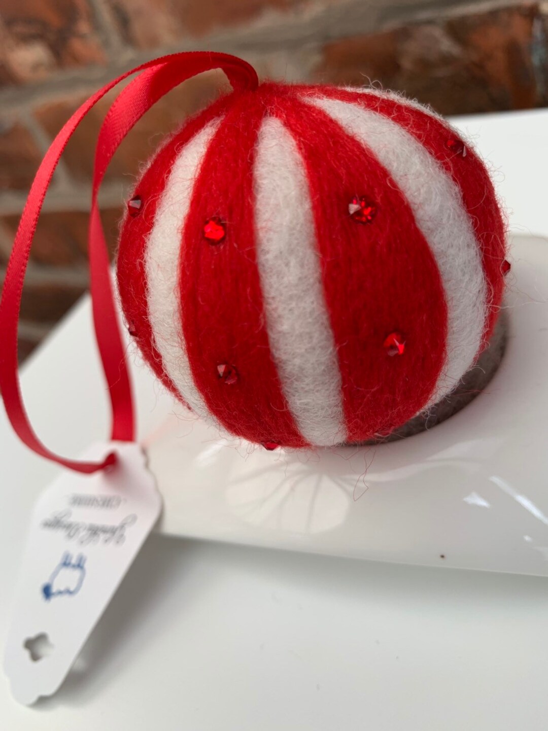 Luxury Crystal Embellished Needle Felted Wool Bauble, Felted Wool ...