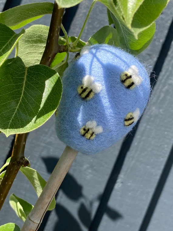 Garden Cane Toppers Set of 3 Felted Garden Cane Toppers | Etsy