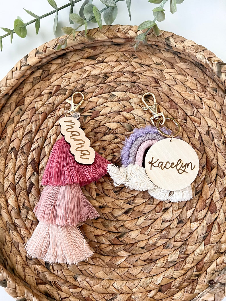 Rainbow Fringe Keychain | Personalized - Etsy
