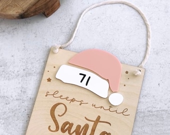 Santa Christmas Countdown Sign Acrylic Santa Countdown Sign Sleeps ...