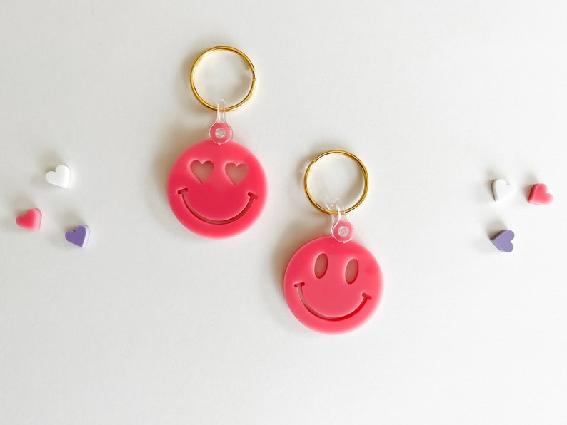 Smiley Face Keychain Acrylic - Etsy