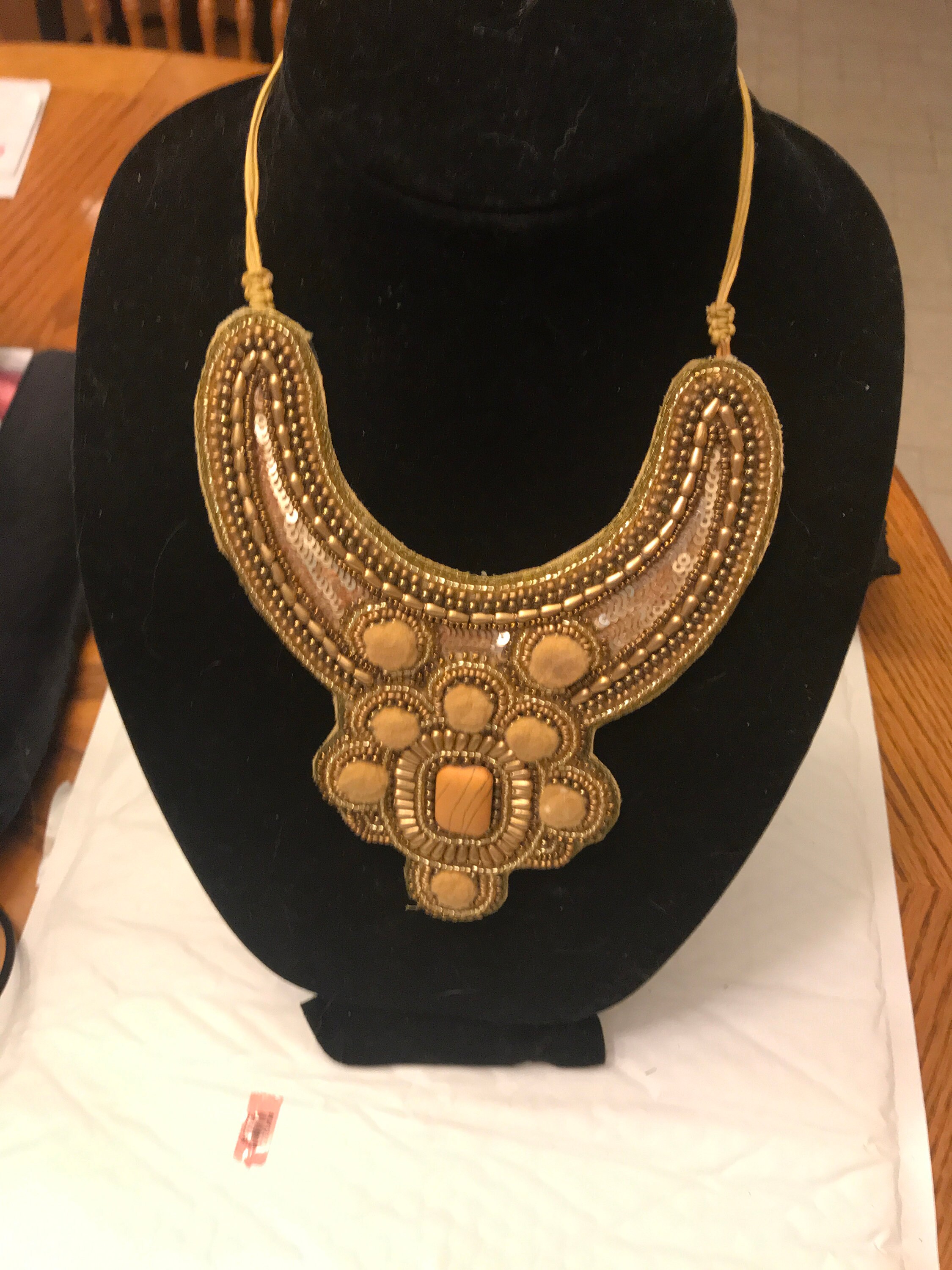 Golden Bead Thread String Adjustable Necklace - Etsy UK