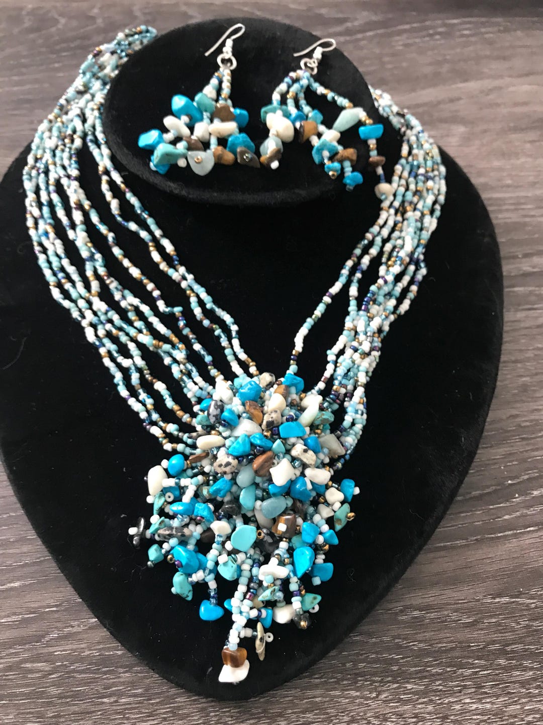 Turquoise Chip Necklace Set B4 - Etsy