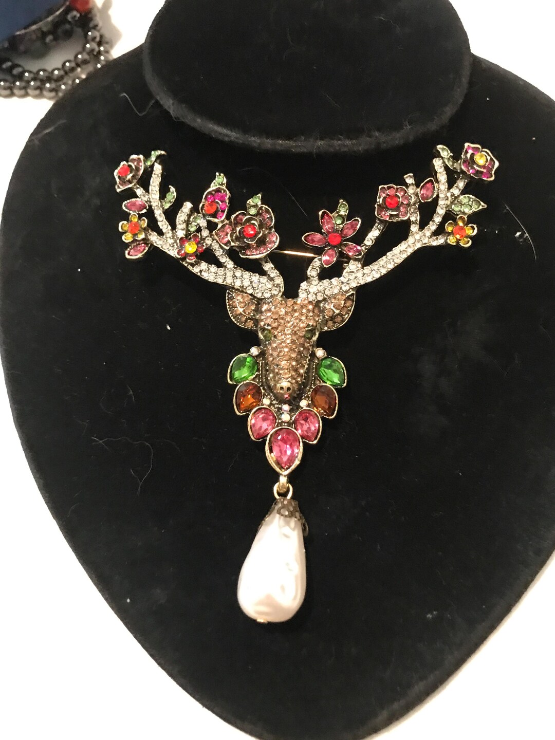 Rhinestone Reindeer Brooch F10 - Etsy