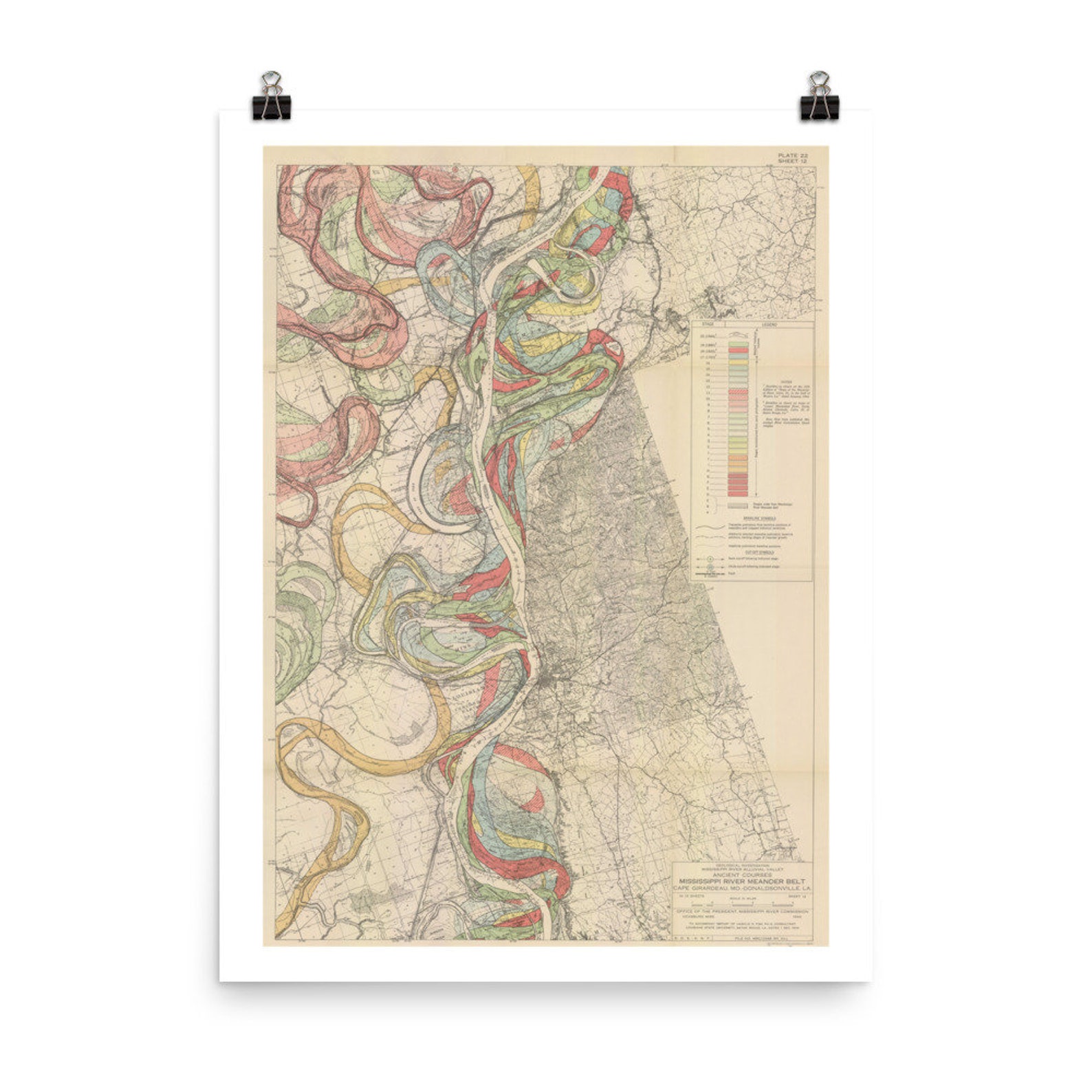 Mississippi River Map Meander Belt Map Fine Art Print Fine Art Poster ...