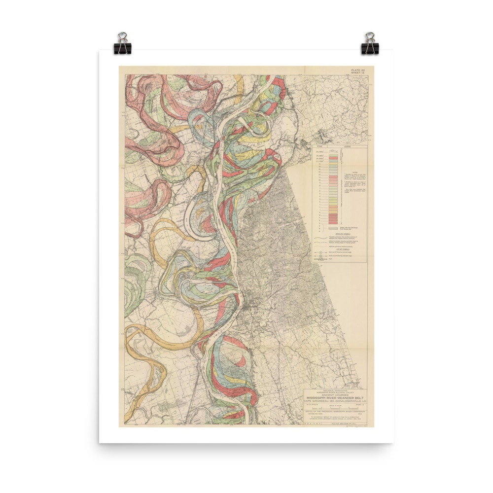 Mississippi River Map - Meander Belt Map - Fine Art Print - Fine Art ...