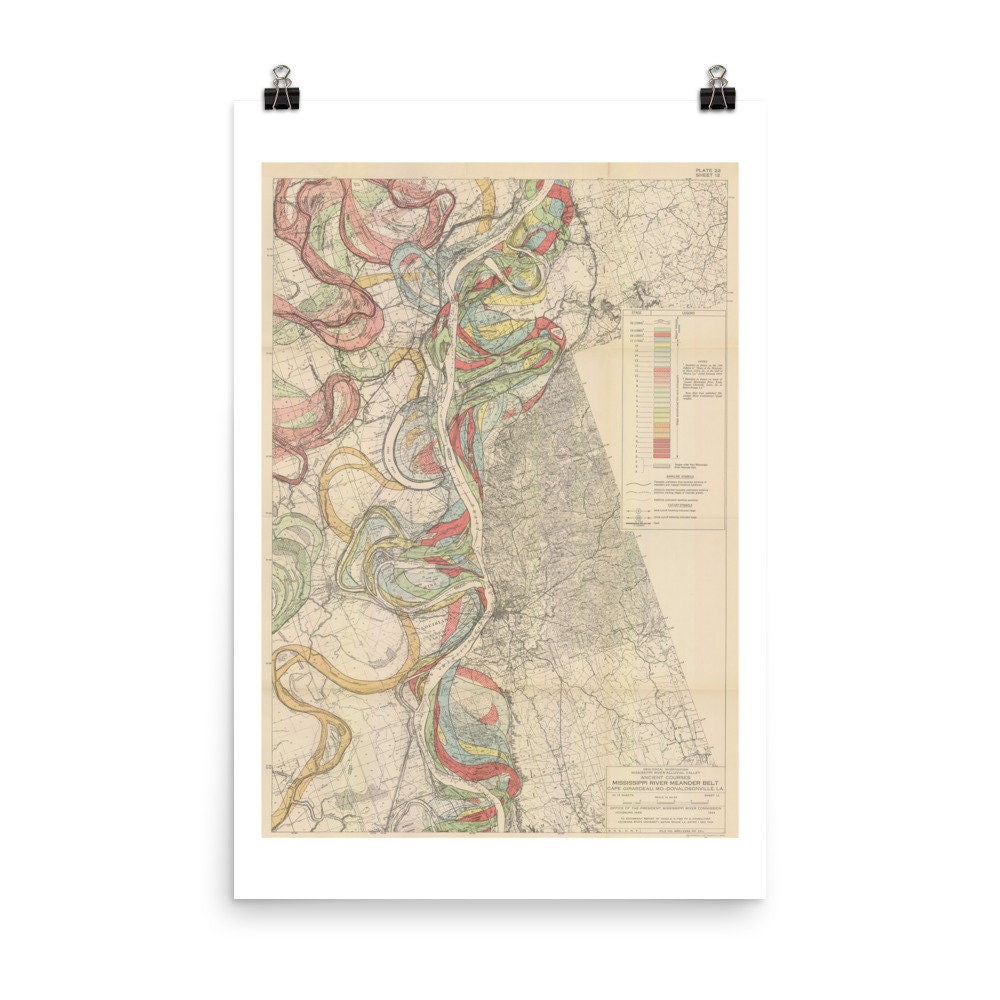 Mississippi River Map - Meander Belt Map - Fine Art Print - Fine Art ...