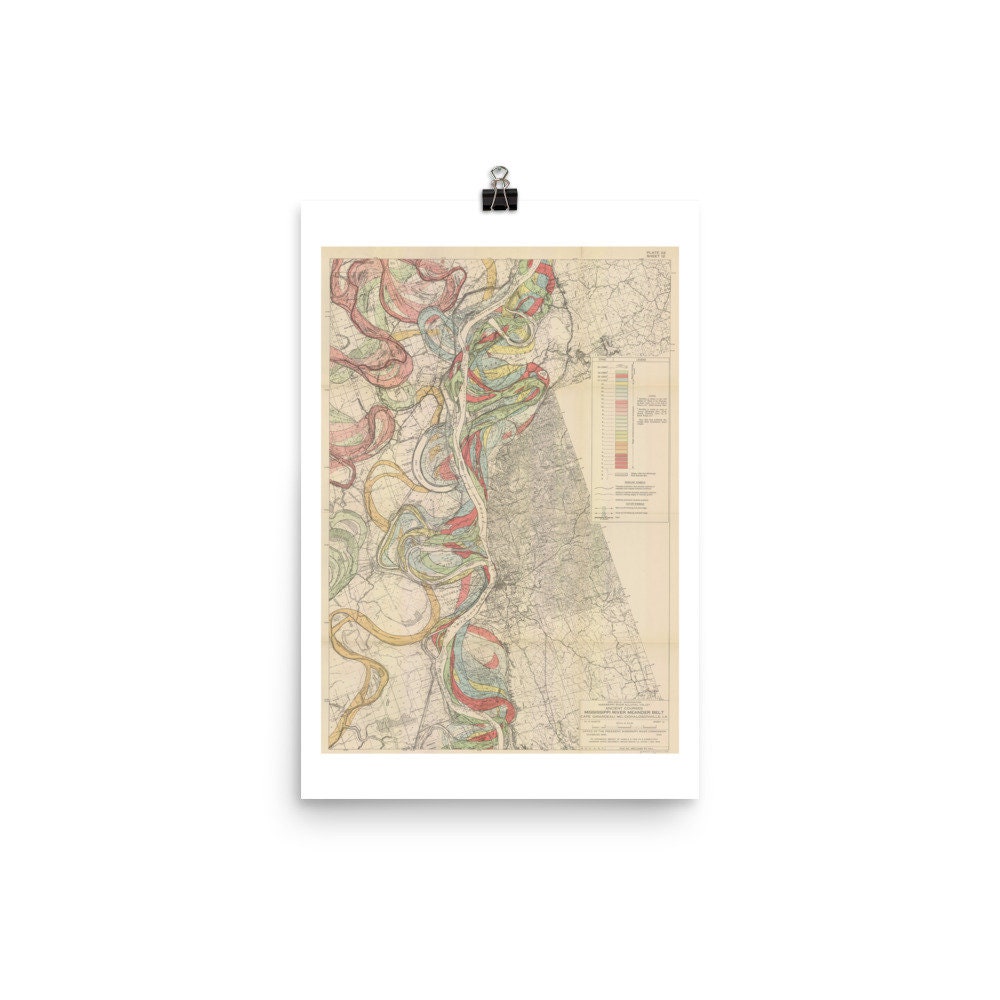 Mississippi River Map - Meander Belt Map - Fine Art Print - Fine Art ...