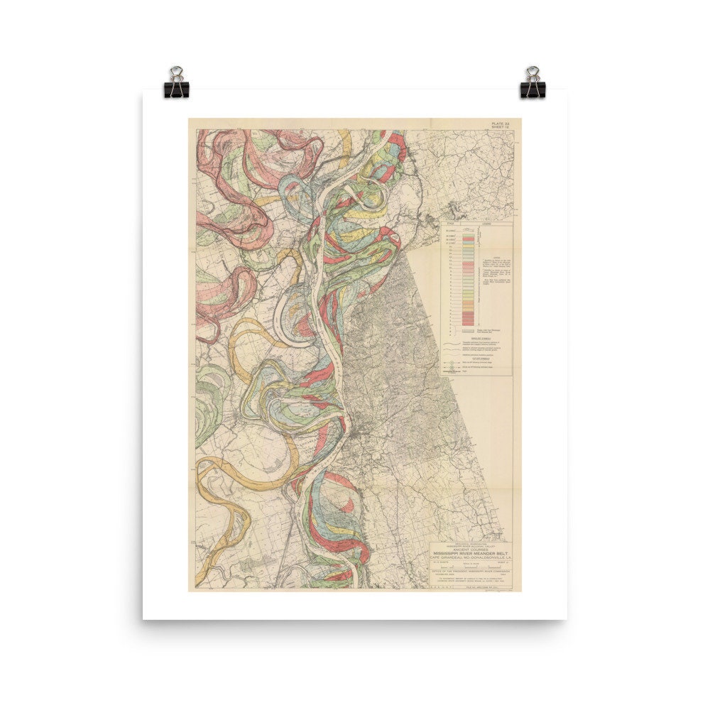 Mississippi River Map - Meander Belt Map - Fine Art Print - Fine Art ...