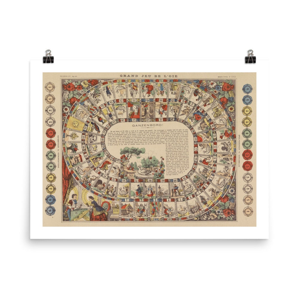 Goose Game Board Fine Art Print • Vintage Grand Jeu De L'oie Ganzenbord ...