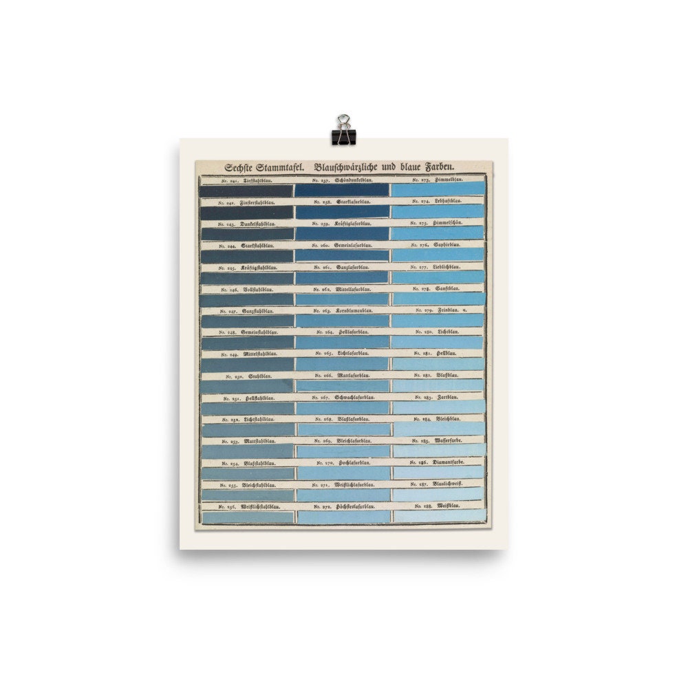 Blue Vintage Color Chart Fine Art Print • Giclee Fine Art Print - Etsy