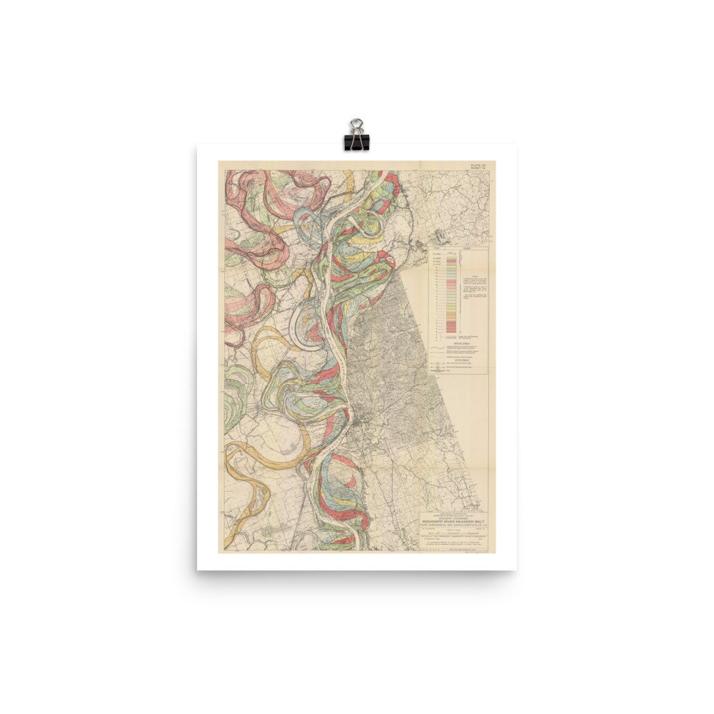 Mississippi River Map - Meander Belt Map - Fine Art Print - Fine Art ...