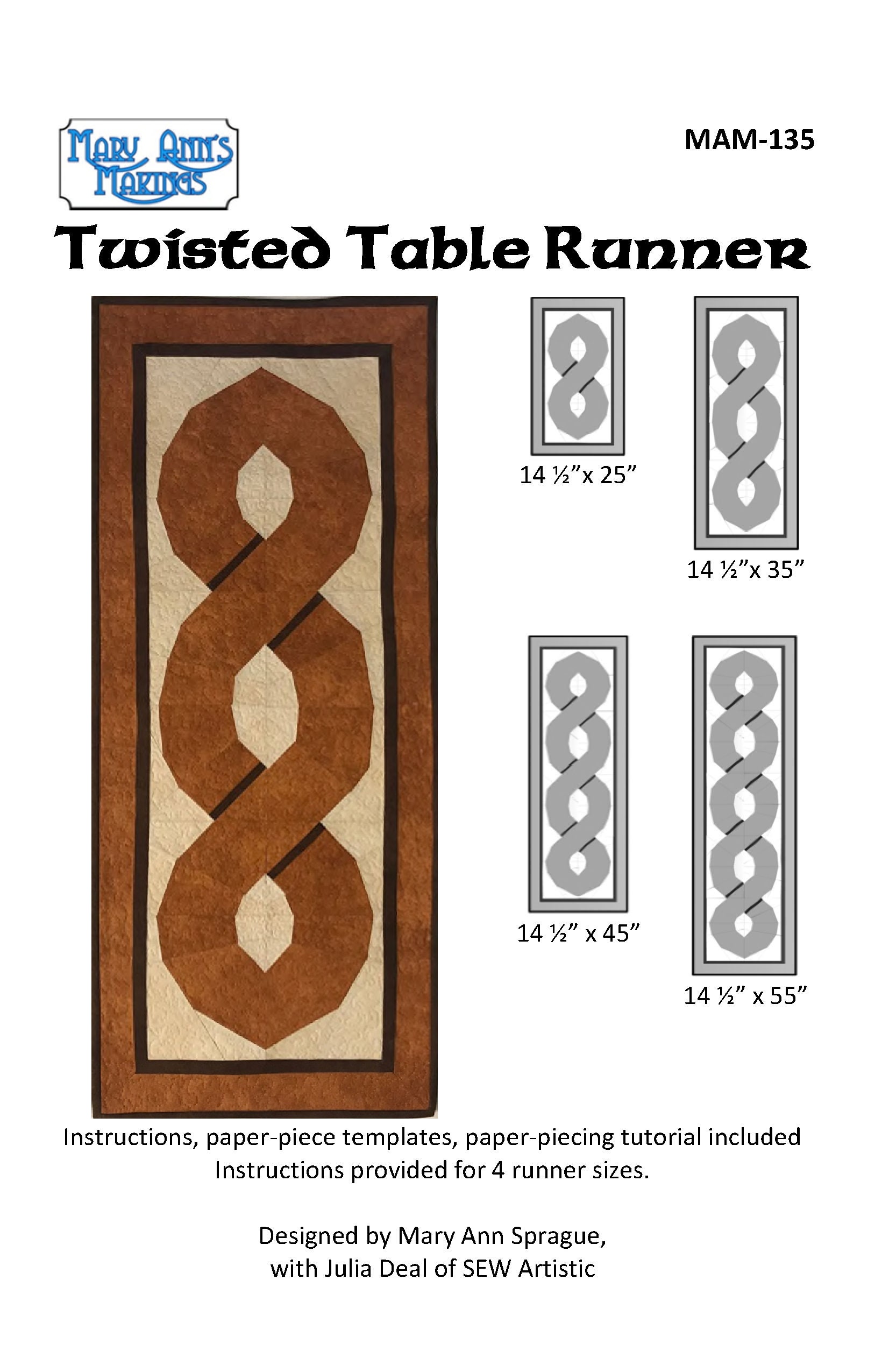Twisted Table Runner Pattern (4 Size Options, Foundation Paper-pieced ...
