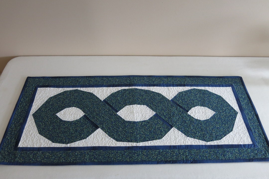 Twisted Table Runner Blue-w/ Leaves Fabric - Etsy