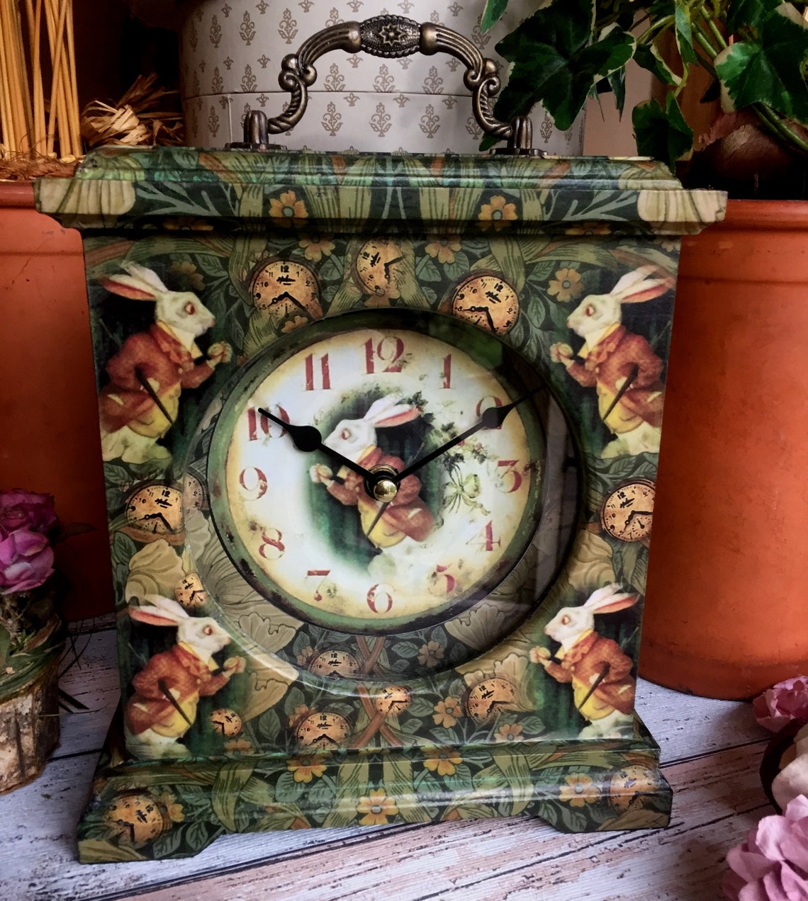 Alice in Wonderland Illustrated Clock. White Rabbit Clock. | Etsy