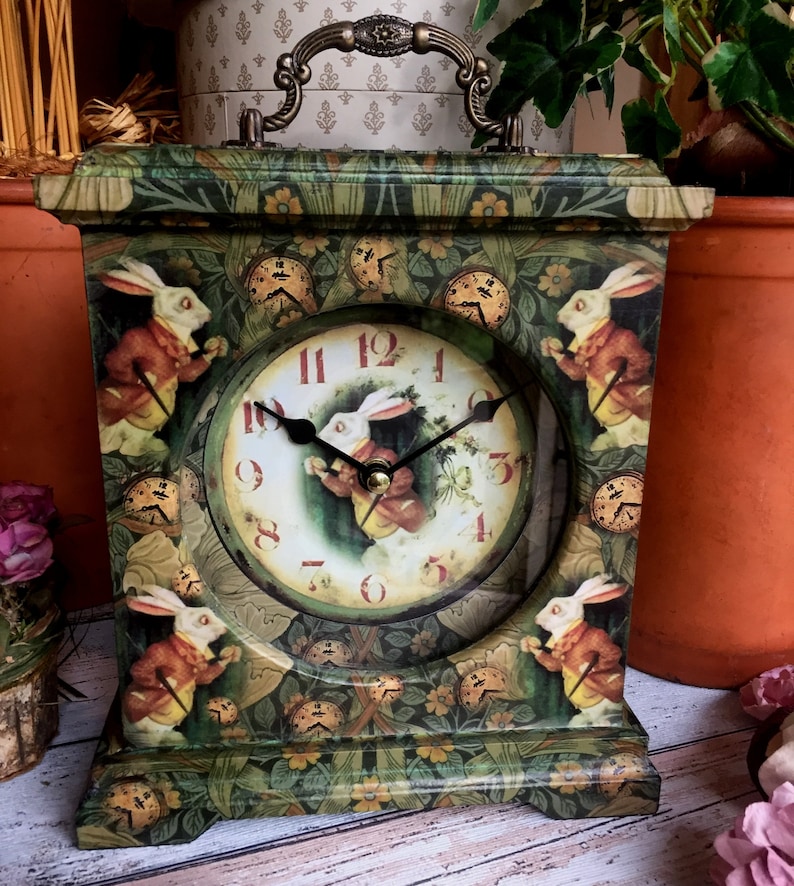 Alice in Wonderland Illustrated Clock. White Rabbit Clock. | Etsy