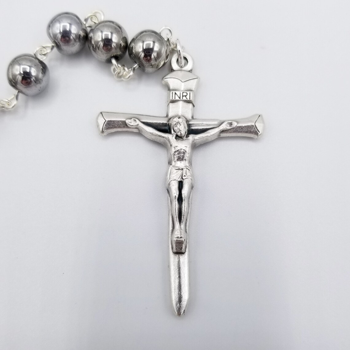 Silver Plated Hematite Rosary HEAVY - Etsy