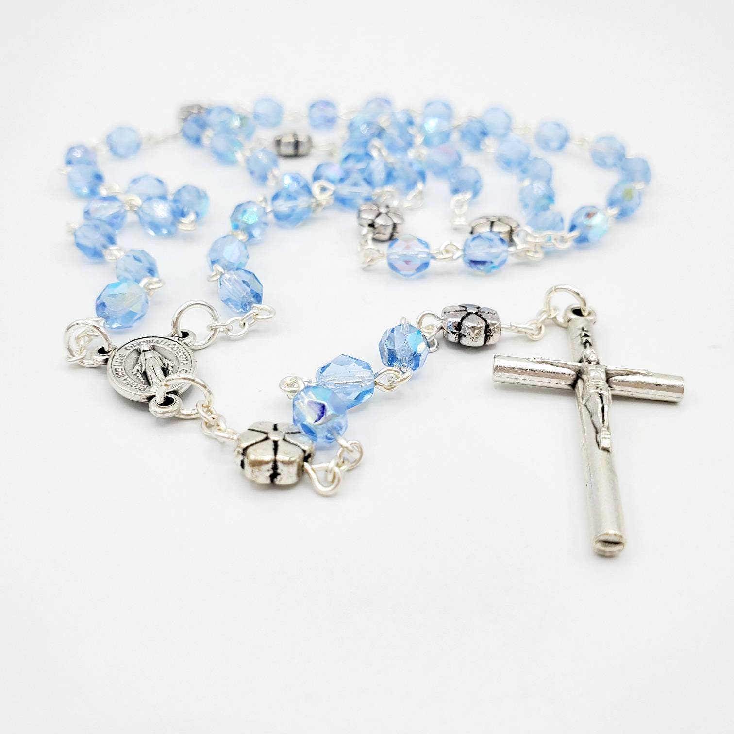 Small Light Blue AB Crystal Rosary - Etsy