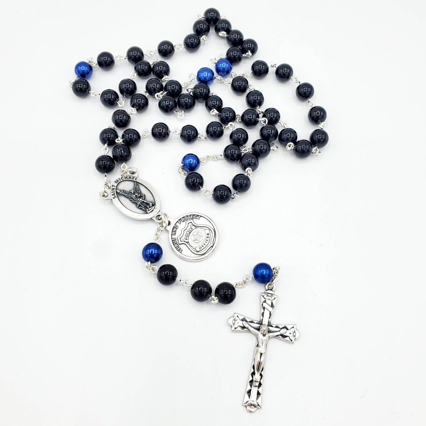 Black and Blue Saint Michael Police Rosary - Etsy