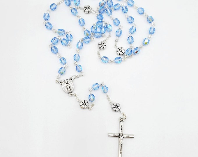 Small Light Blue AB Crystal Rosary - Etsy