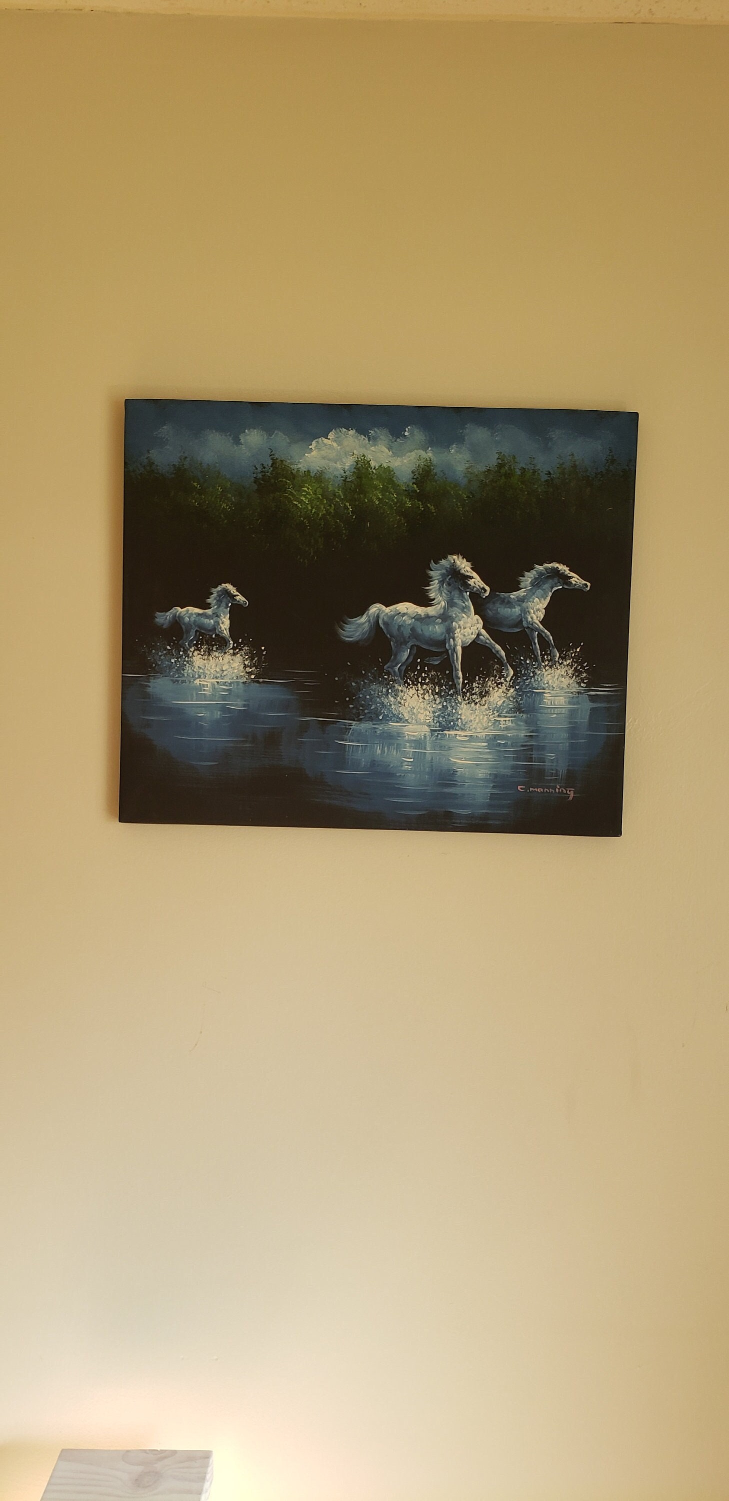 Horse Painting Vintage Original Art C. Manning Oil on - Etsy