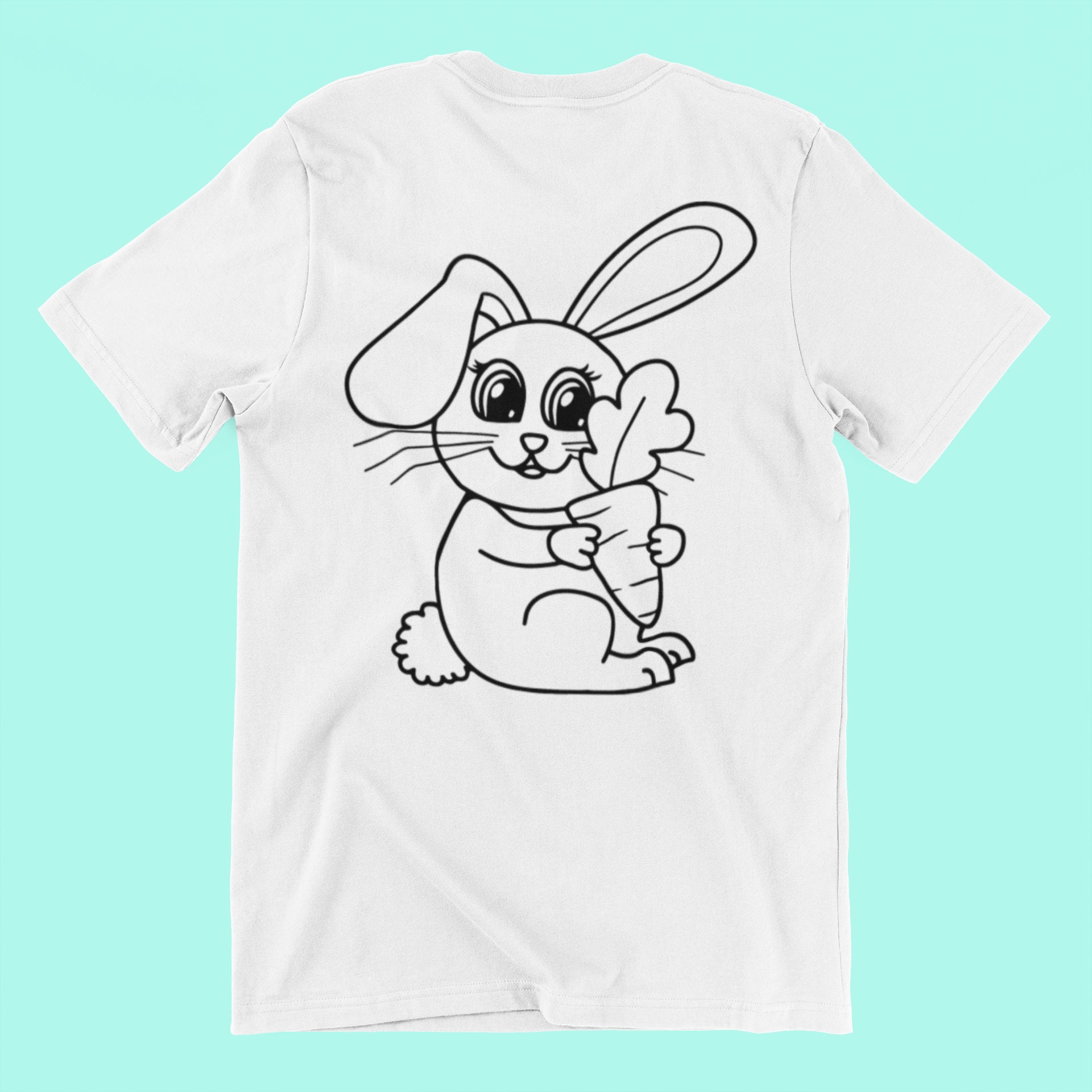 Bunny With a Carrot Coloring Page Clip Art SVG PNG PDF, Happy Easter ...