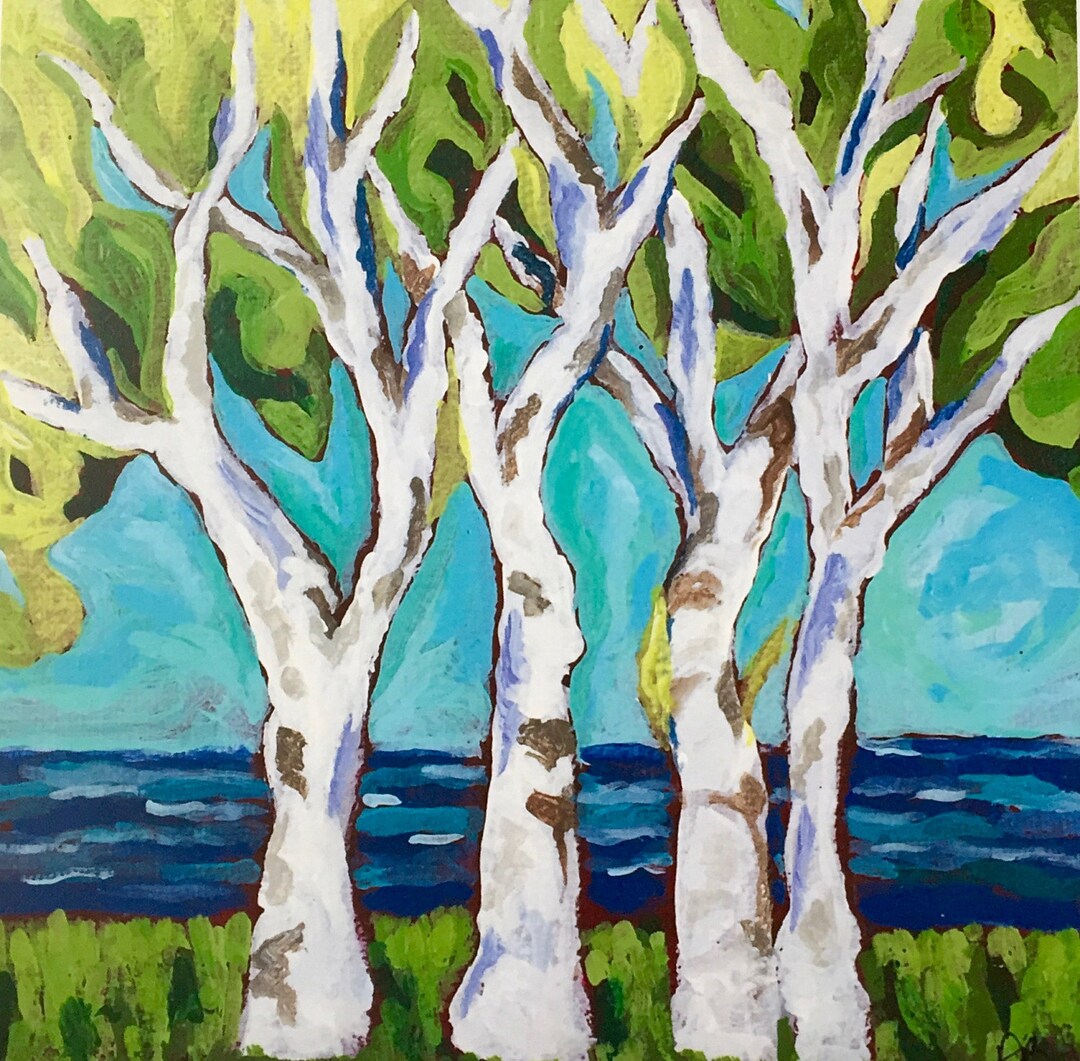 Birch Tree Art Trees Abstract Tree Art Landscape Beach - Etsy