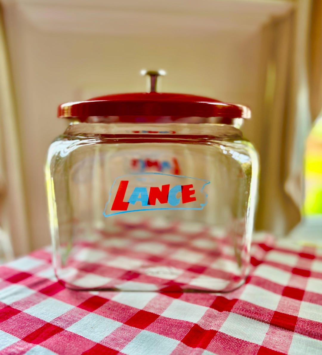 Lance Glass Counter Jar With Metal Lid, Embossed Glass Bottom, Lance ...