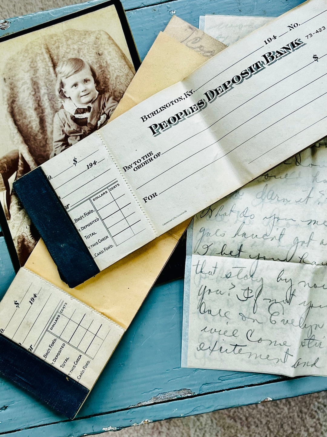 1940s Paper Checkbook, Blank Checks, Receipt Stubs, Antique Bank Check ...