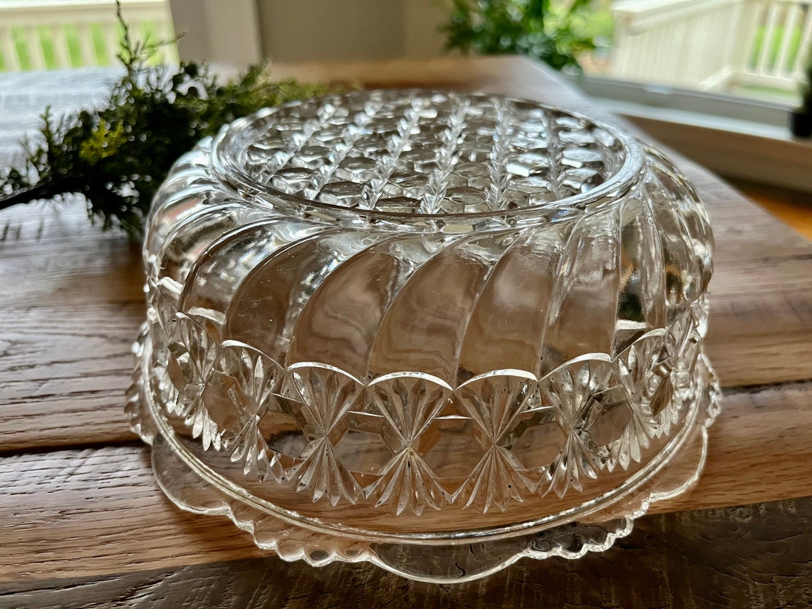 EAPG Flint Glass Bowl Large Master Bowl Wheat Sheaf and Cane - Etsy