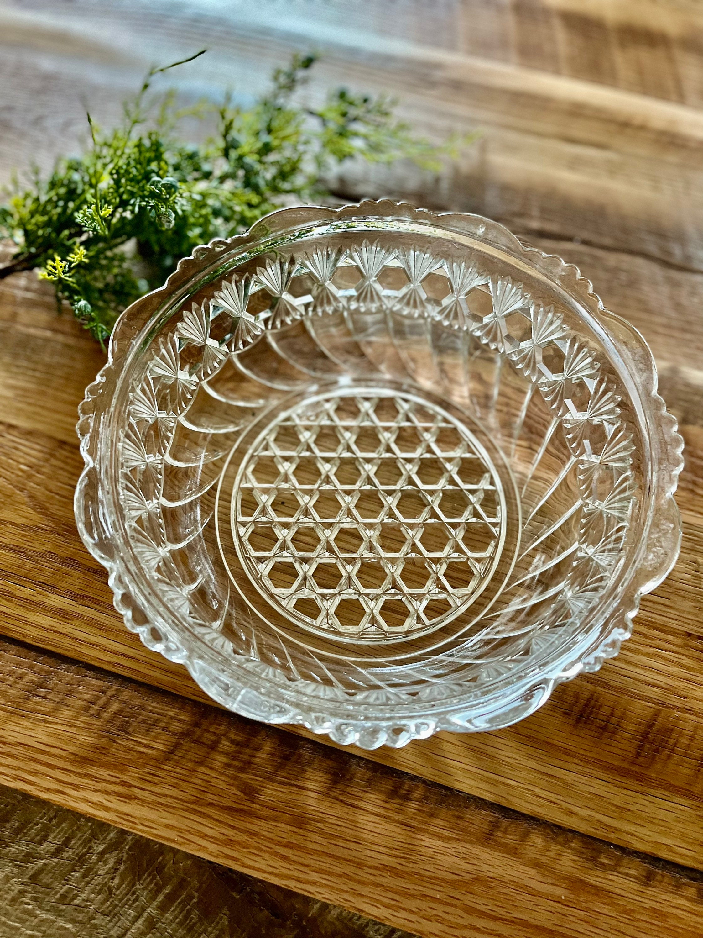EAPG Flint Glass Bowl Large Master Bowl Wheat Sheaf and Cane - Etsy
