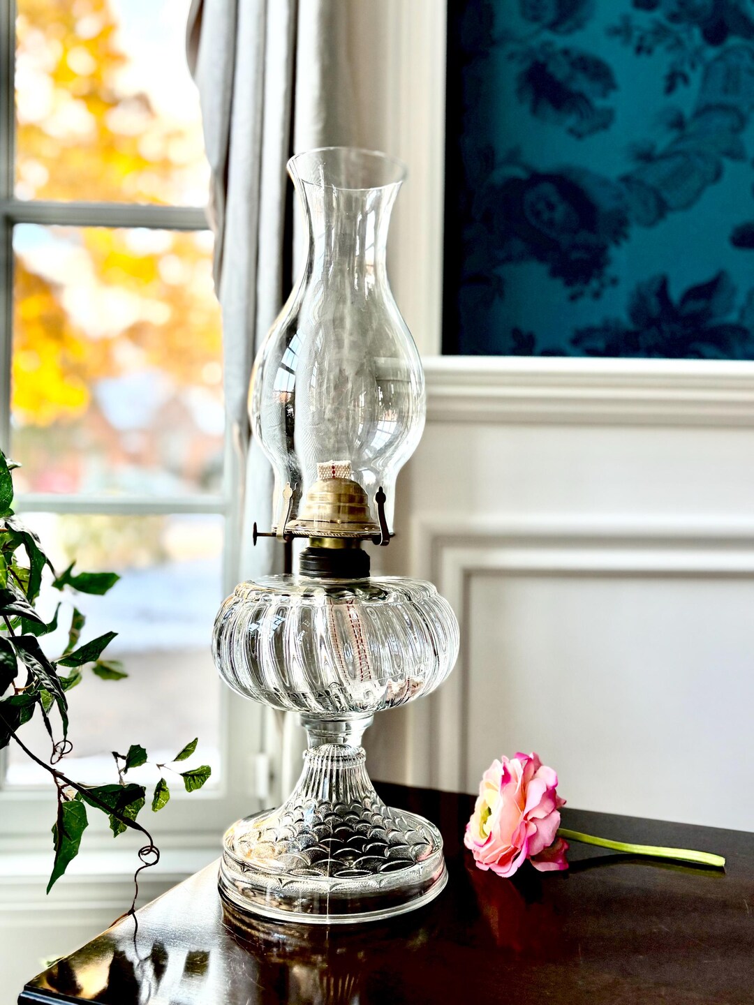 Antique Findlay Glass Oil Lamp, 1890’s “the Clark”, Dalzell, Gilmore ...
