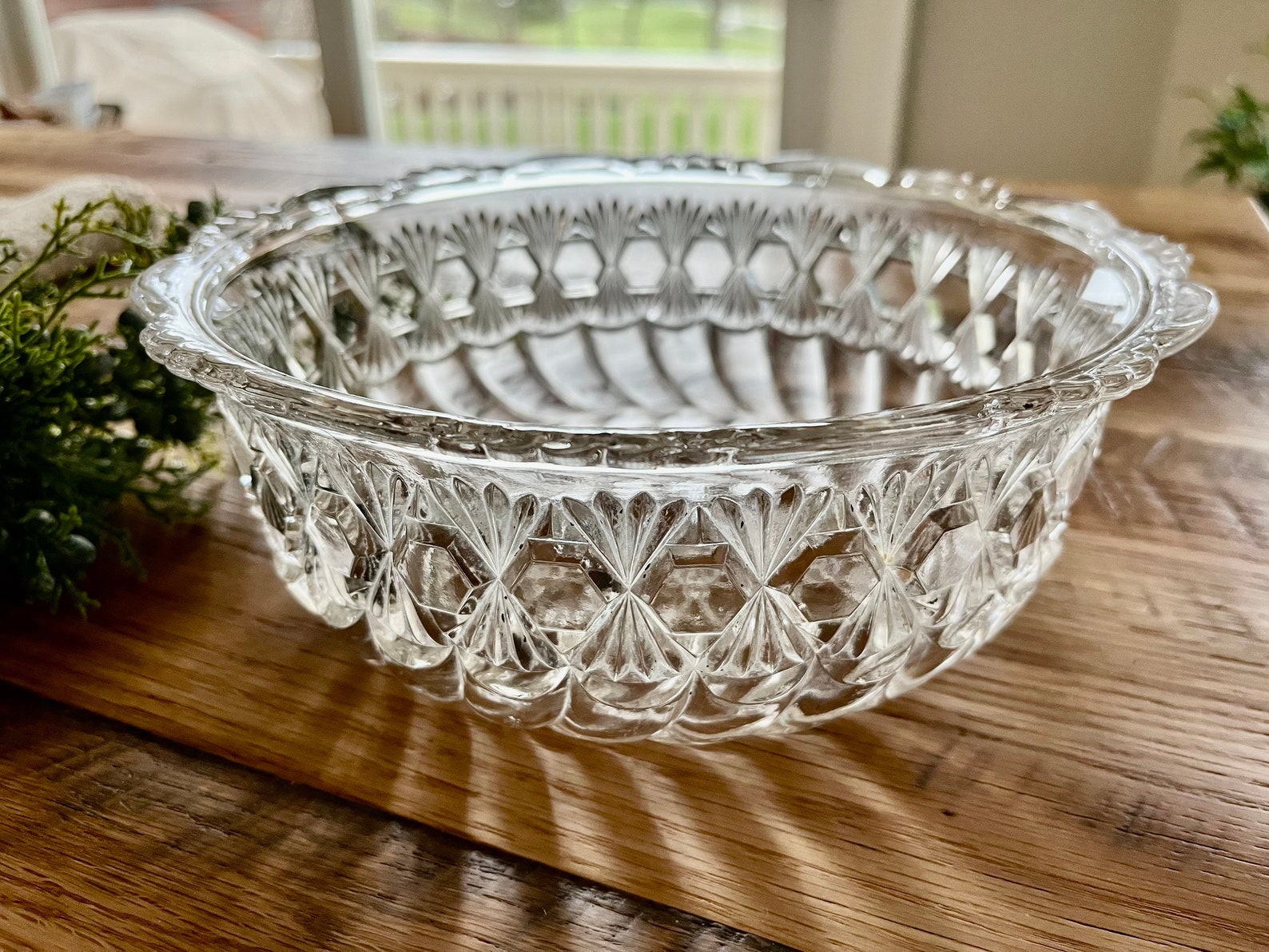 EAPG Flint Glass Bowl Large Master Bowl Wheat Sheaf and Cane - Etsy